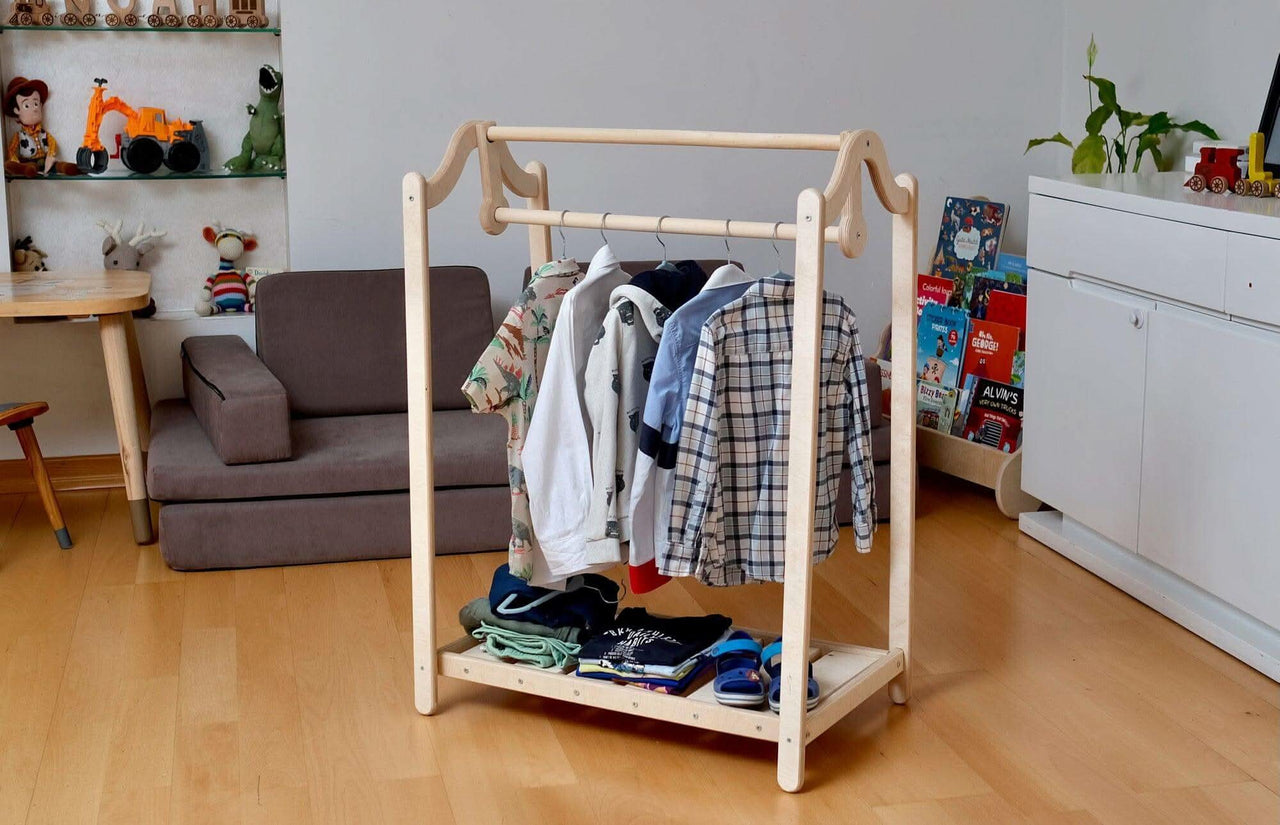 Montessori Wooden Kids Clothing Rack - Stylish & Functional – Kidodido