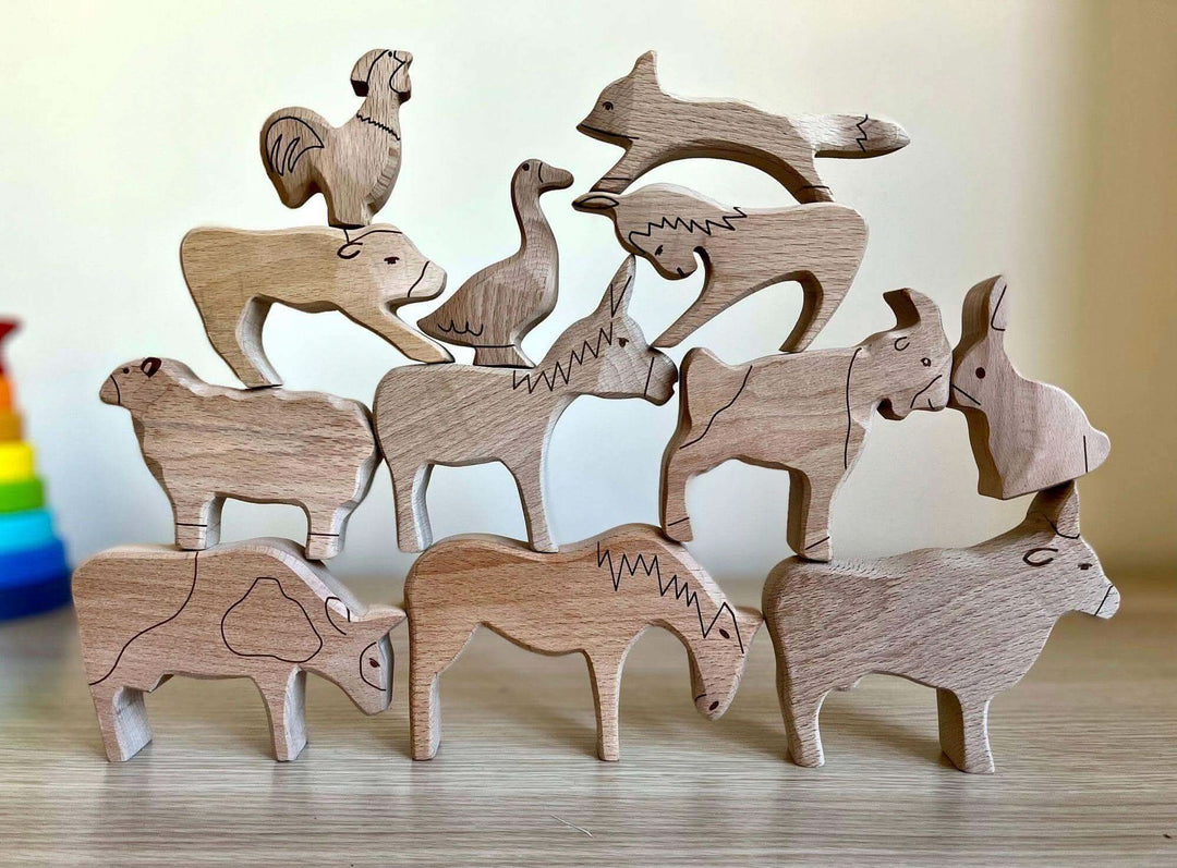 Artistic Wooden Farm Animals Set – Kidodido