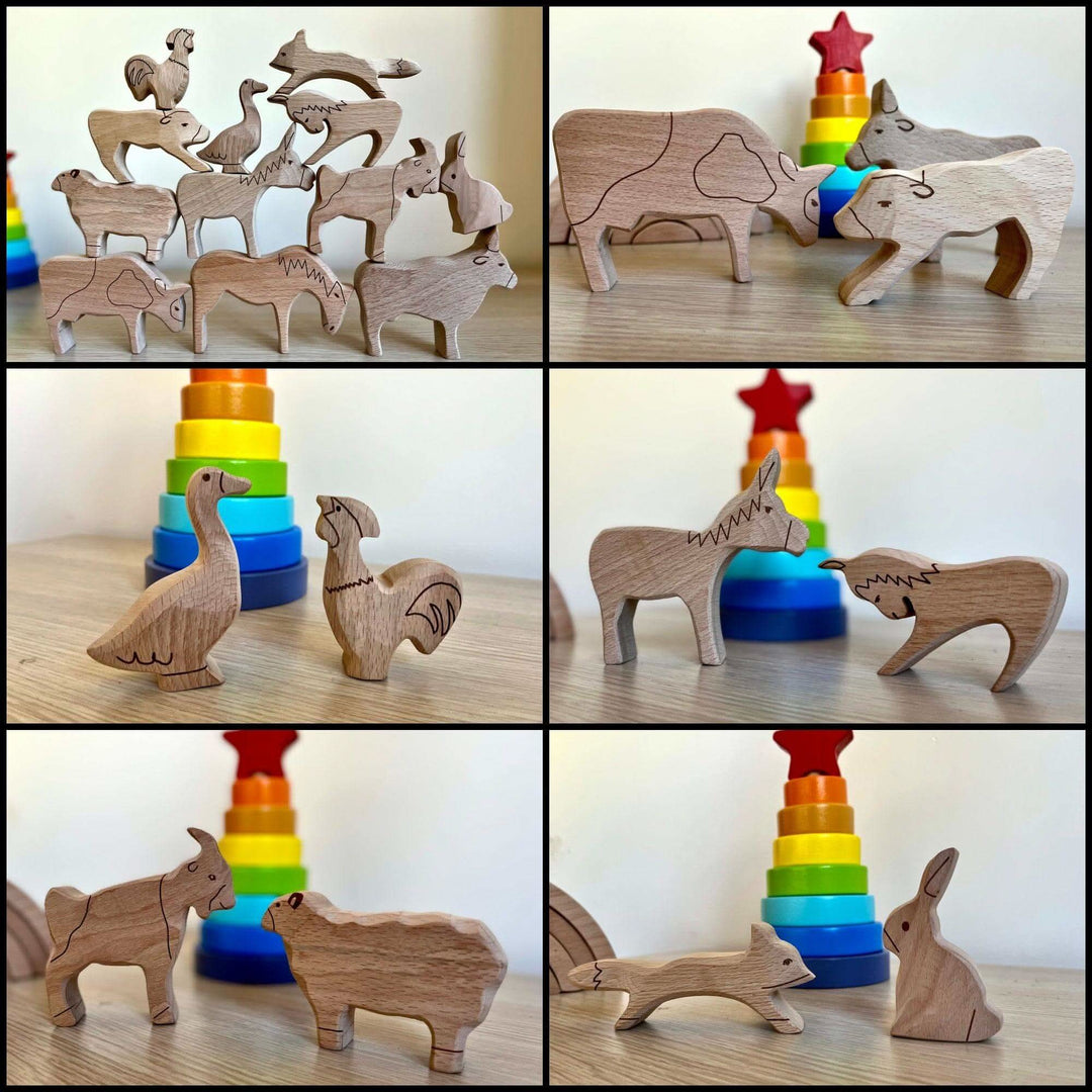 Artistic Wooden Farm Animals Set – Kidodido